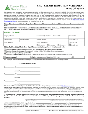 Fillable Online Free fillable 403b Salary Reduction Agreement PDF form ...