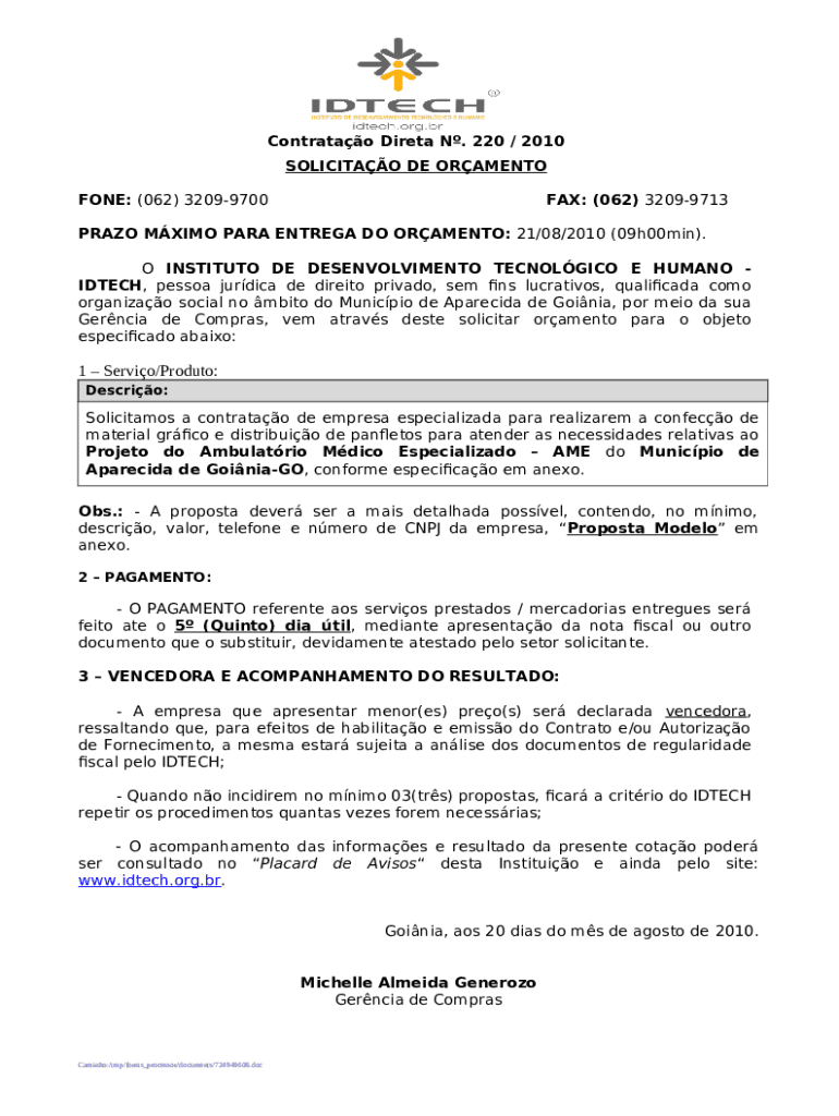 O INSTITUTO DE DESENVOLVIMENTO TECNOLGICO E HUMANO - IDTECH, pessoa jurdica de direito privado ...