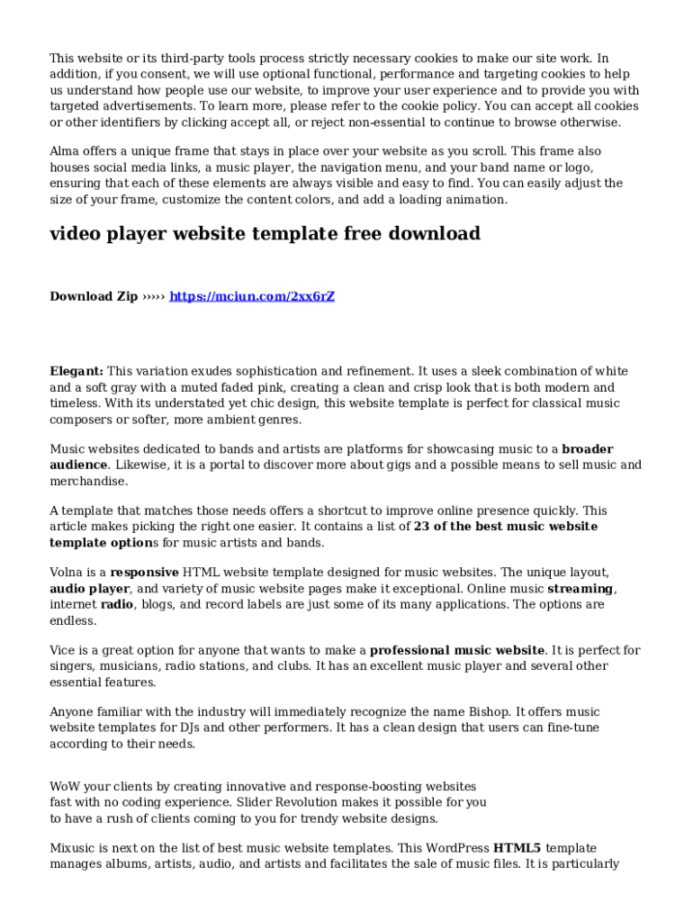 Fillable Online Video Player Website Template Free Download Fax Email ...