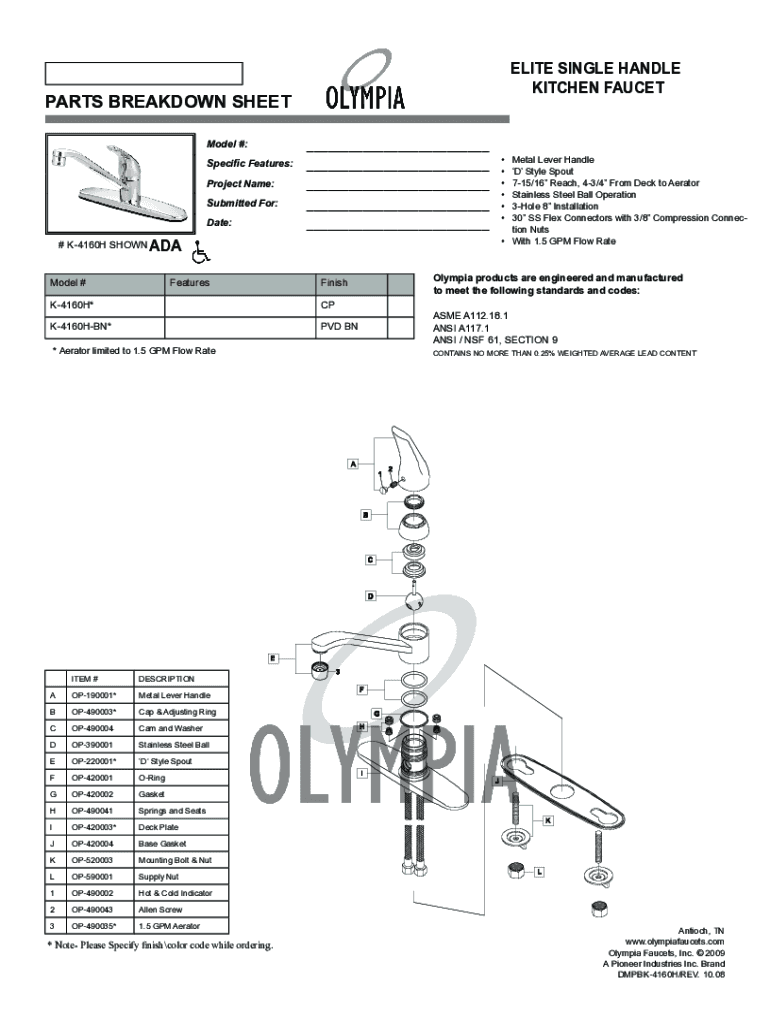 Fillable Online PARTS BREAKDOWN SHEET - NET Fax Email Print - pdfFiller