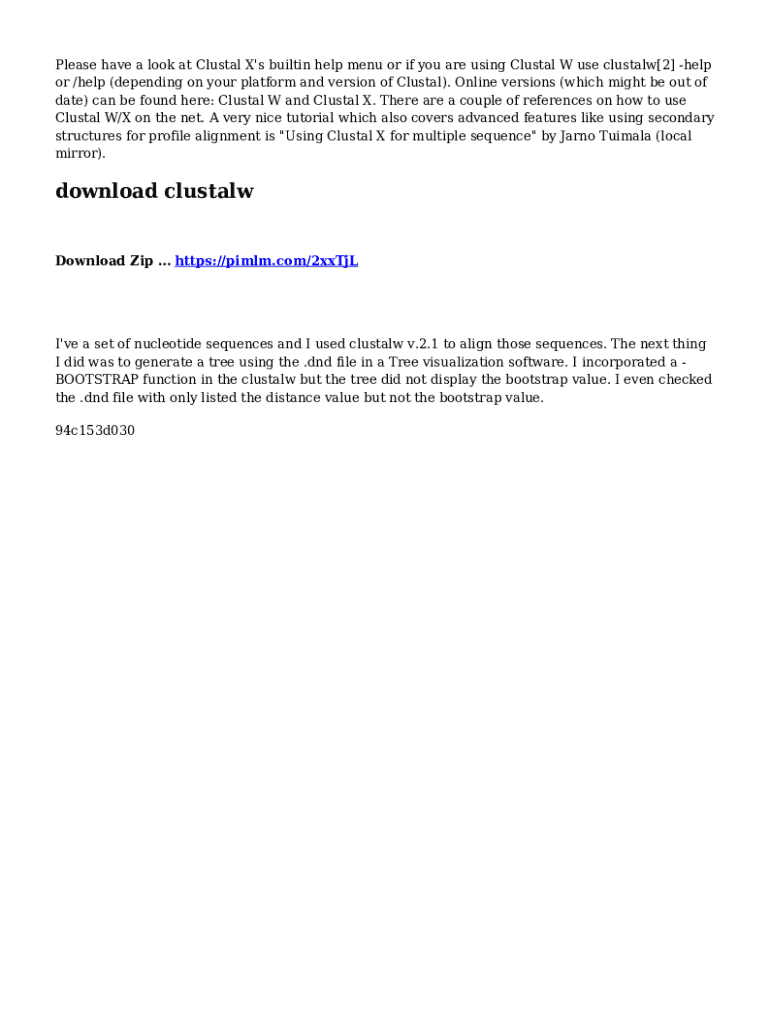 Fillable Online Clustal W And Clustal X Multiple Sequence Alignment Fax Email Print Pdffiller