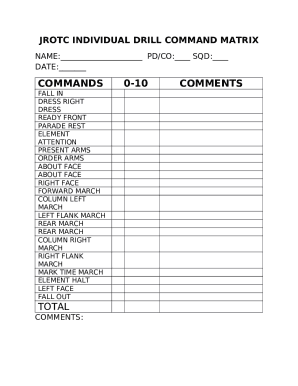 JROTC Drill and Ceremony Study Guide Flashcards Doc Template | pdfFiller