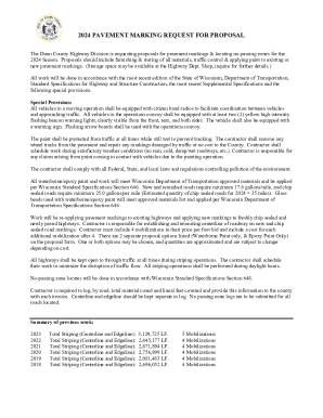 Fillable Online 2024 PAVEMENT MARKING REQUEST FOR PROPOSAL Fax Email ...