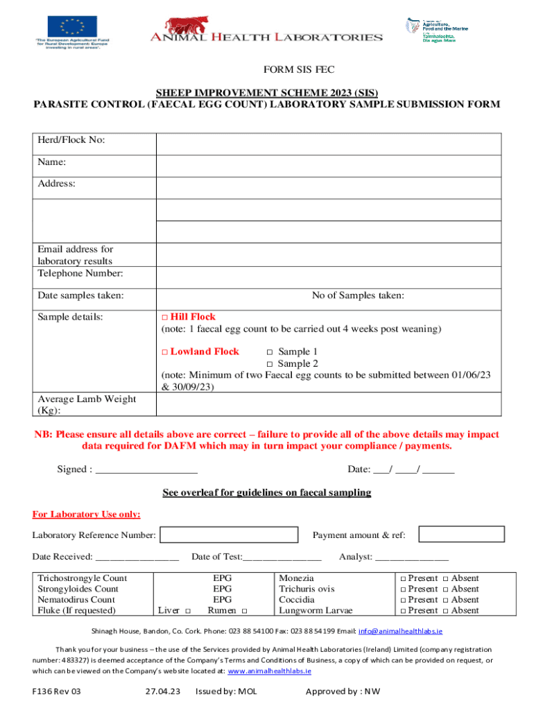 Fillable Online Fecal Egg Counting for Sheep and Goat Producers Fax ...