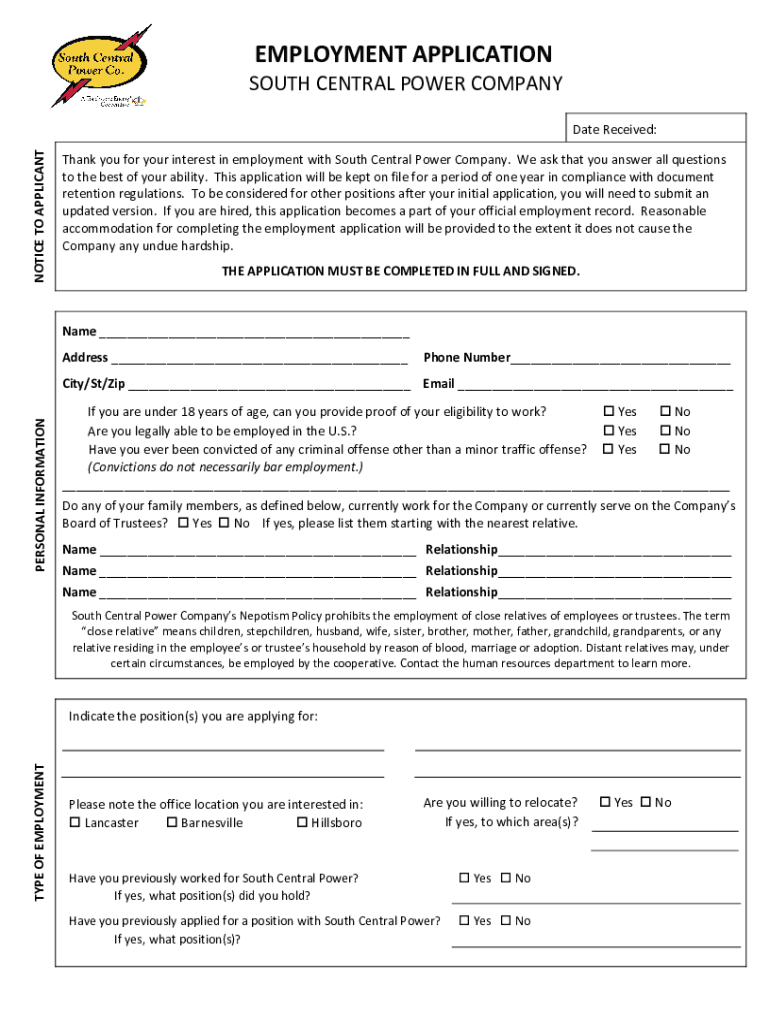 Fillable Online Form - SCP Employment Application - REVISED Fax Email ...