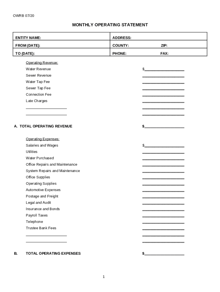 Example of Monthly Operating Statement - Oklahoma.gov Doc Template ...