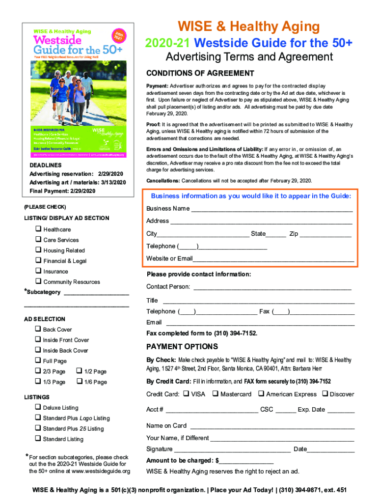 Fillable Online Programs by WISE & Healthy Aging serving Santa Monica, ... Fax Email Print ...