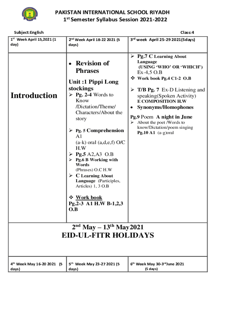 Fillable Online PAKISTAN INTERNATIONAL SCHOOL RIYADH 1st ... Fax Email ...