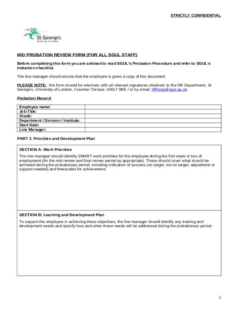 Mid-point probation review - Matrix HR Doc Template | pdfFiller
