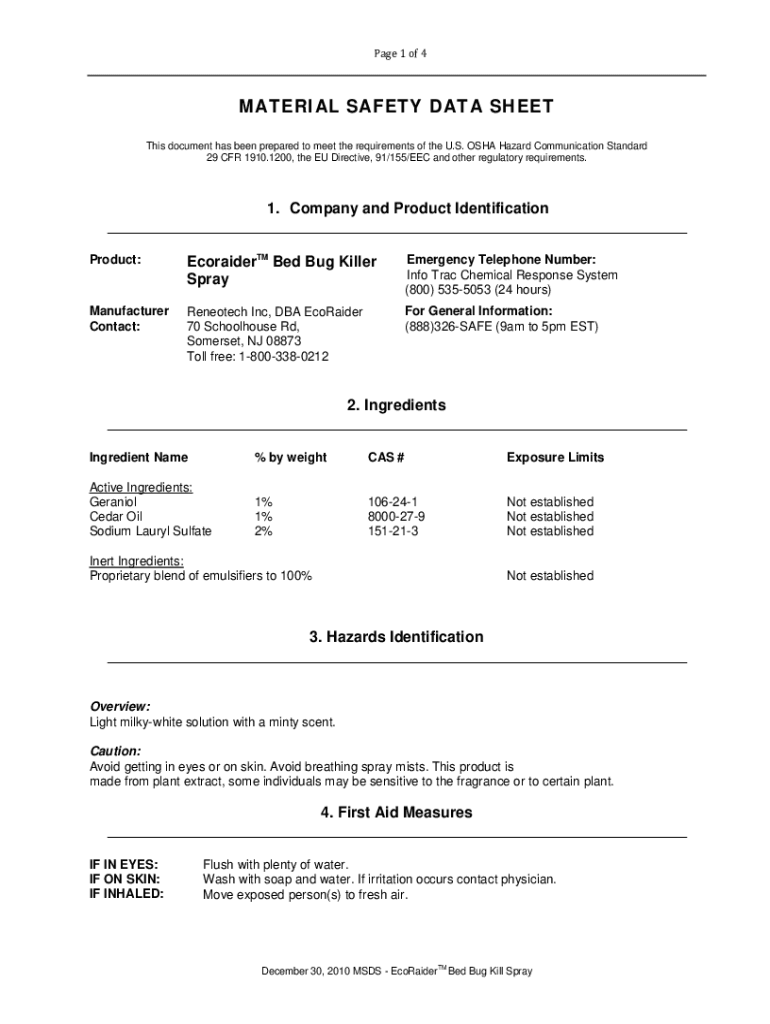 Fillable Online Safety Data Sheets (SDS) formerly MSDS Fax Email Print - pdfFiller