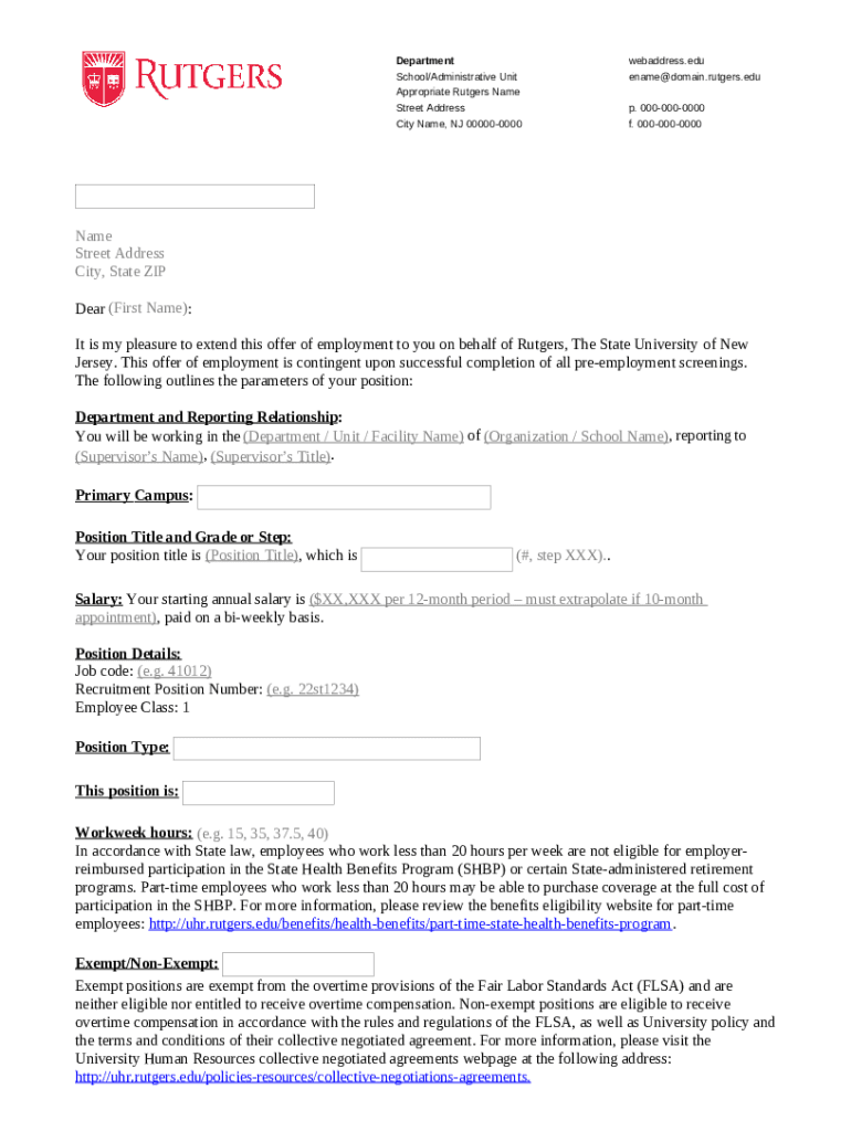 RU Class 1-Offer Letter 7-1-15 - Office of Human ... - ohr rutgers Doc ...
