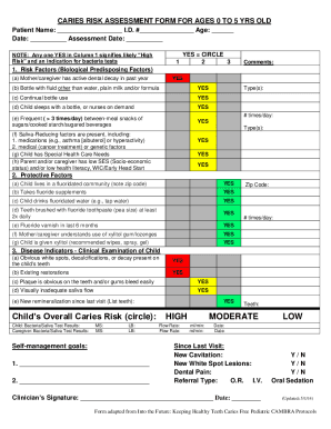 Fillable Online Universal Caries Risk Assessment Form (ALL AGES) Fax ...