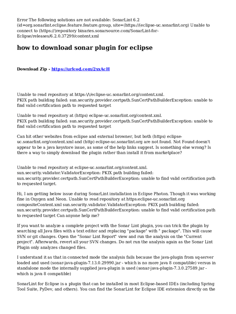 Fillable Online How To Download Sonar Plugin For Eclipse Fax Email ...