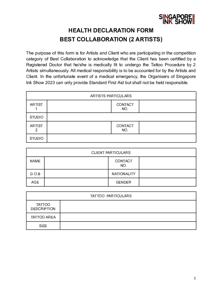 Fillable Online Health Declaration Form (Best Collaboration) Fax Email ...