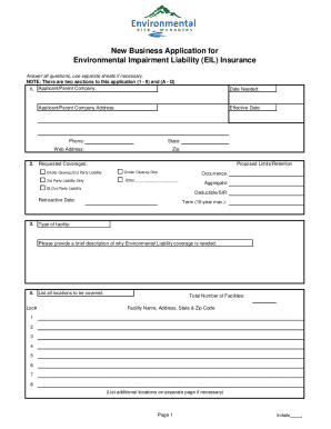 Fillable Online Environmental Impairment Liability (EIL) Application ...