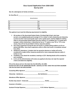 Fillable Online Class Council Application Form 24-25 Fax Email Print ...