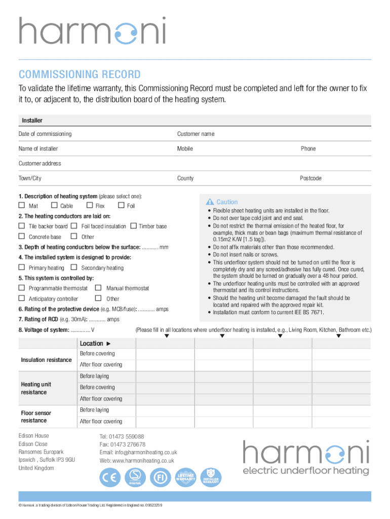 Fillable Online Equipment Commissioning Inspection Record Fax Email ...