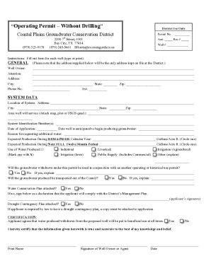 Fillable Online Application for Operating Permit without Drilling Fax ...