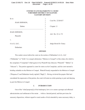 Fillable Online Johnson v SAIL motion to compel arbitration FINAL.pdf ...