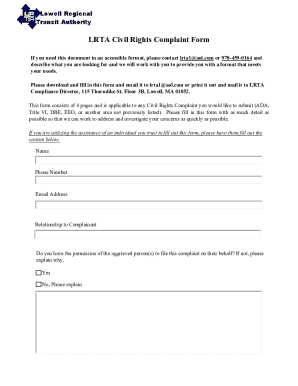 Fillable Online LRTA Civil Rights Complaint Form Fax Email Print ...
