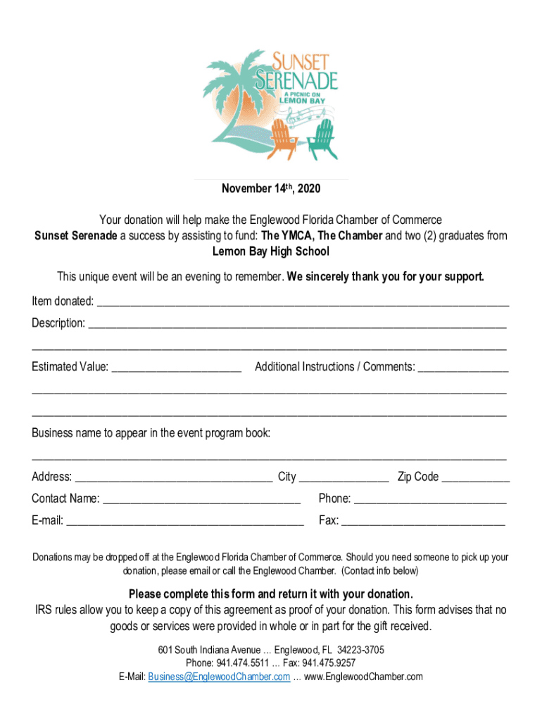 Fillable Online Sunset Serenade Donation Form Fax Email Print - pdfFiller