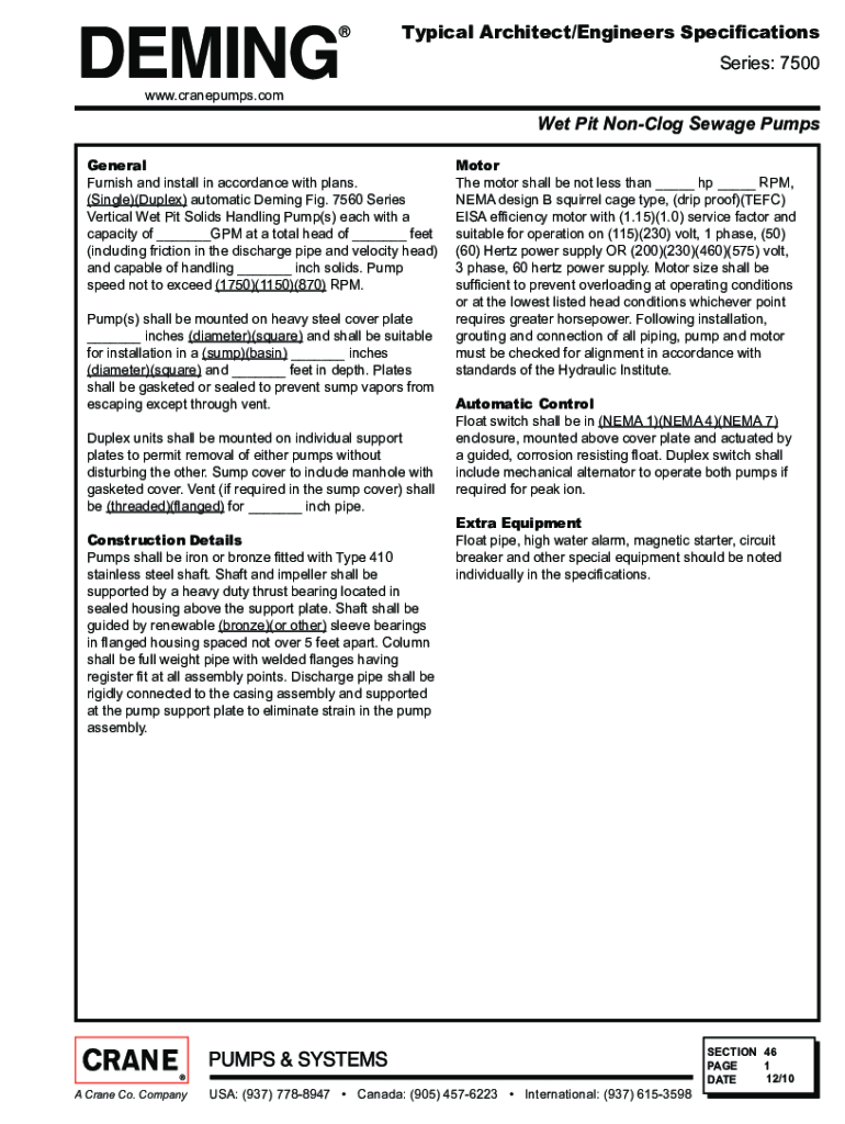 Fillable Online Typical Architect/Engineers Specifications Series: 7500 ...