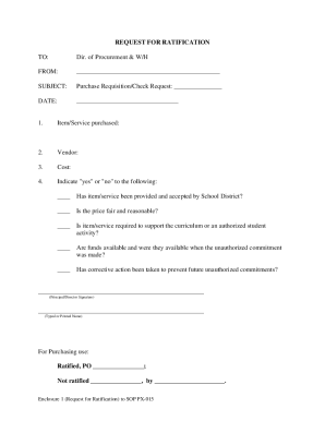 Fillable Online REQUEST FOR RATIFICATION Fax Email Print - pdfFiller