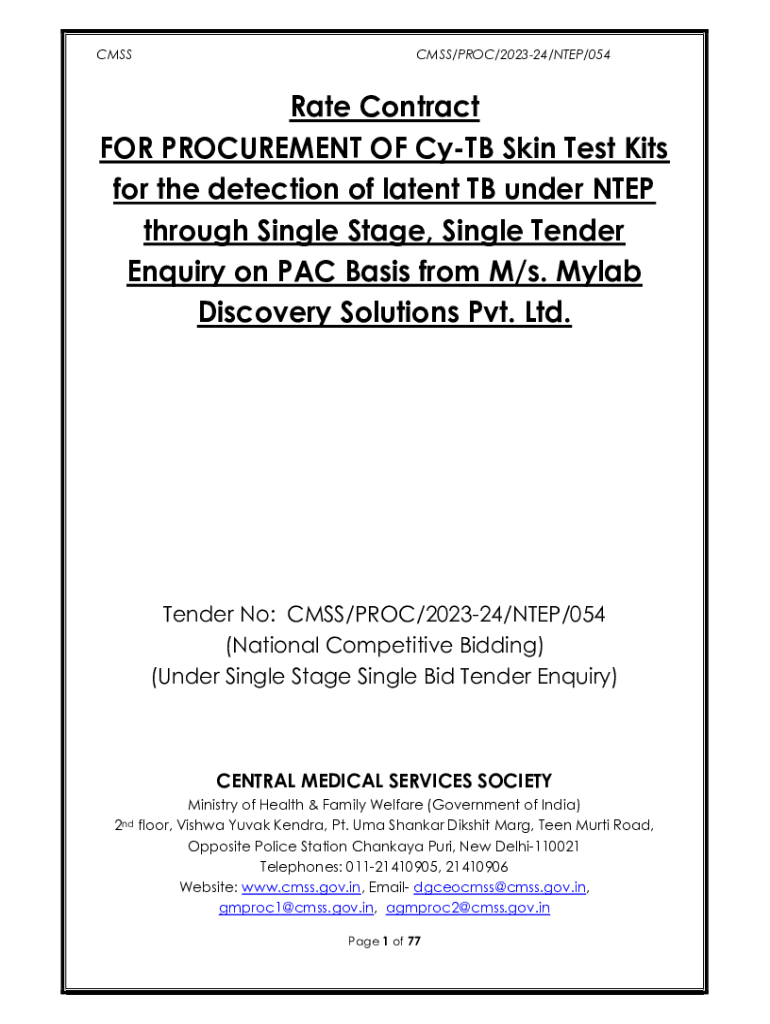 Fillable Online Rate Contract FOR PROCUREMENT OF Cy-TB Skin Test ...