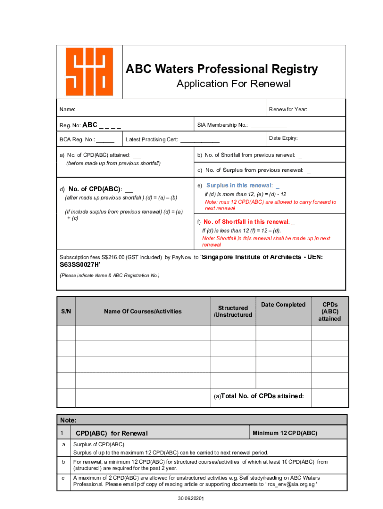 Fillable Online apex sia org ABC Waters Professional ProgrammePUB ...