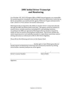 Fillable Online DMV Initial Driver Transcript and Monitoring Fax Email ...