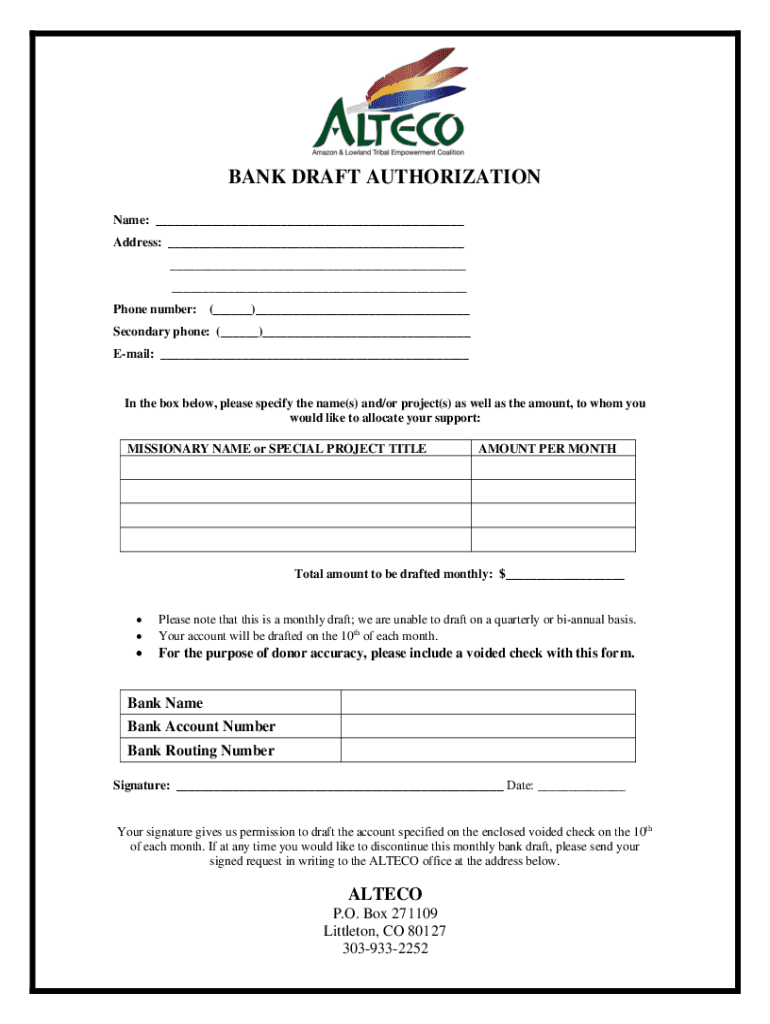 Fillable Online ROUGH DRAFT OF BANK DRAFT PERMISSION FORM Fax Email Print - pdfFiller