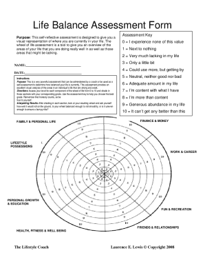 Fillable Online Life Balance Assessment Form Fax Email Print - pdfFiller