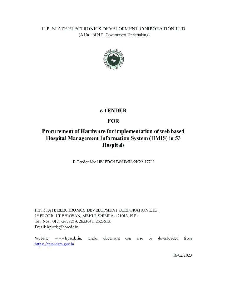 Fillable Online RFP for Procurement of Hardware for implementation of ...
