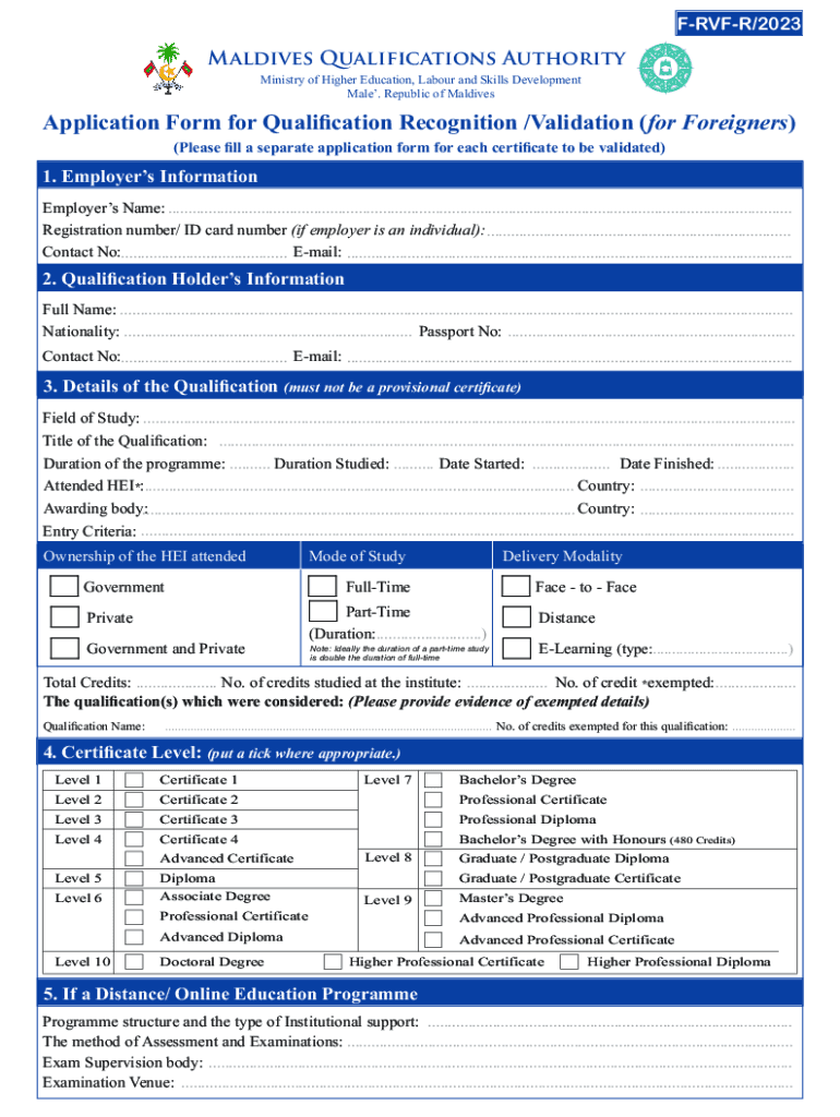 Fillable Online mqa gov Application Form for Qualification Recognition ...