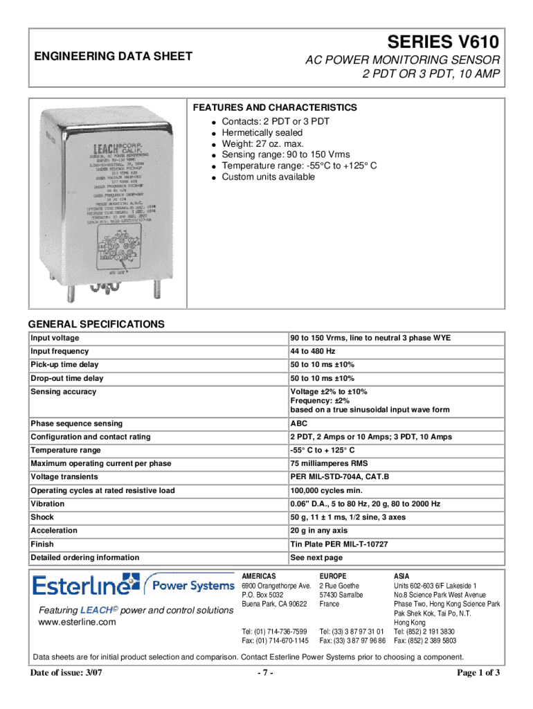Fillable Online engineering data sheet hermetically sealed relay 1 pdt ...