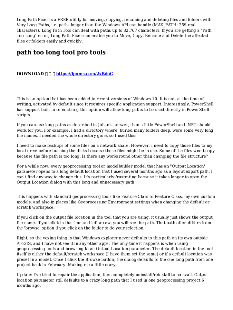Fillable Online Long Path Fixer: Move, copy, rename and delete files ... Fax Email Print - pdfFiller
