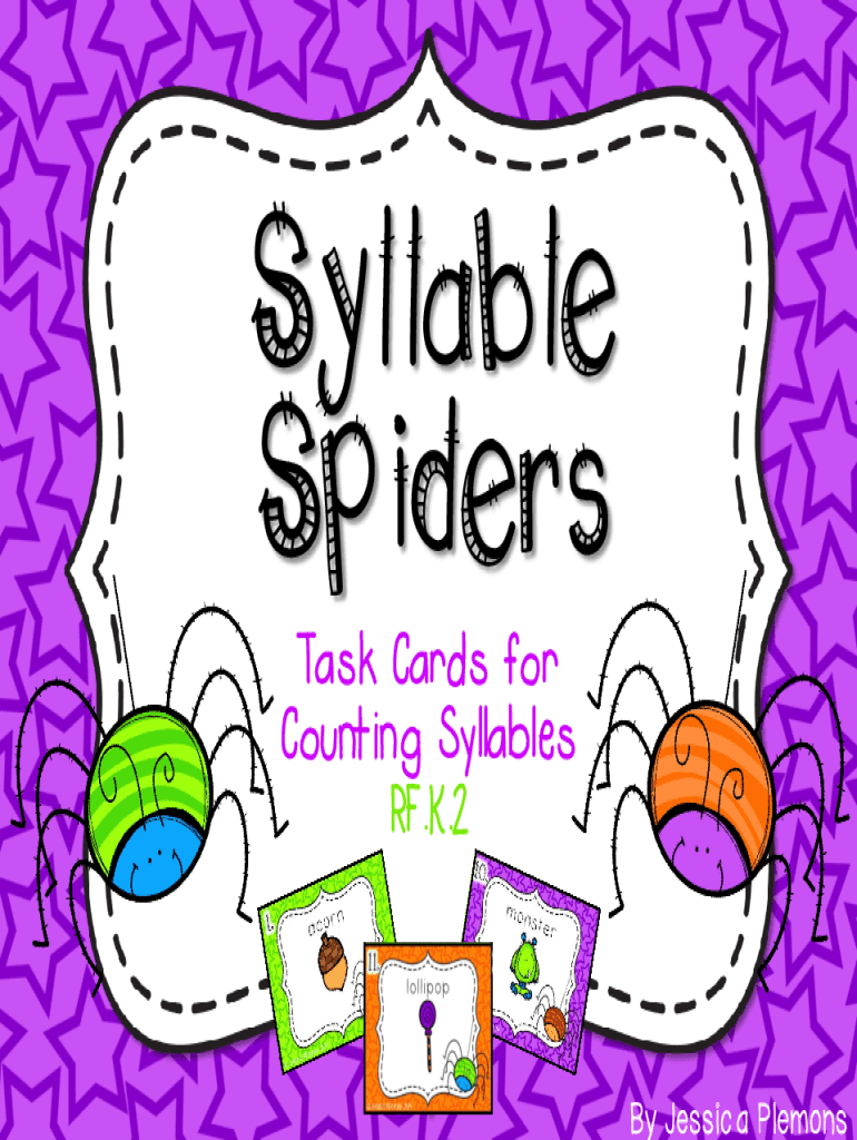 Fillable Online Spider Syllables!Fun language arts, Fall classroom ...