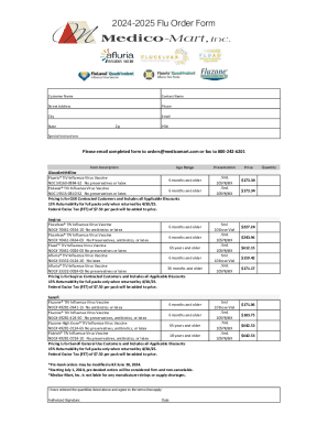 Fillable Online 2024-2025 Flu Order Form Fax Email Print - pdfFiller