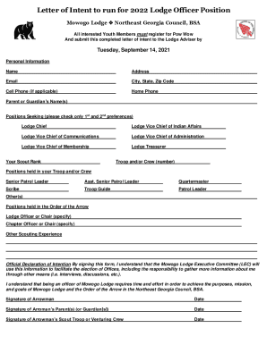 Fillable Online Unit Adult Nomination Order of the Arrow Fax Email Print - pdfFiller