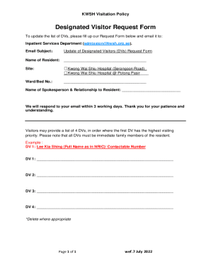 Fillable Online Designated Visitor Request Form Fax Email Print - pdfFiller