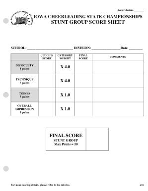 Fillable Online STUNT GROUP SCORE SHEET Fax Email Print - pdfFiller