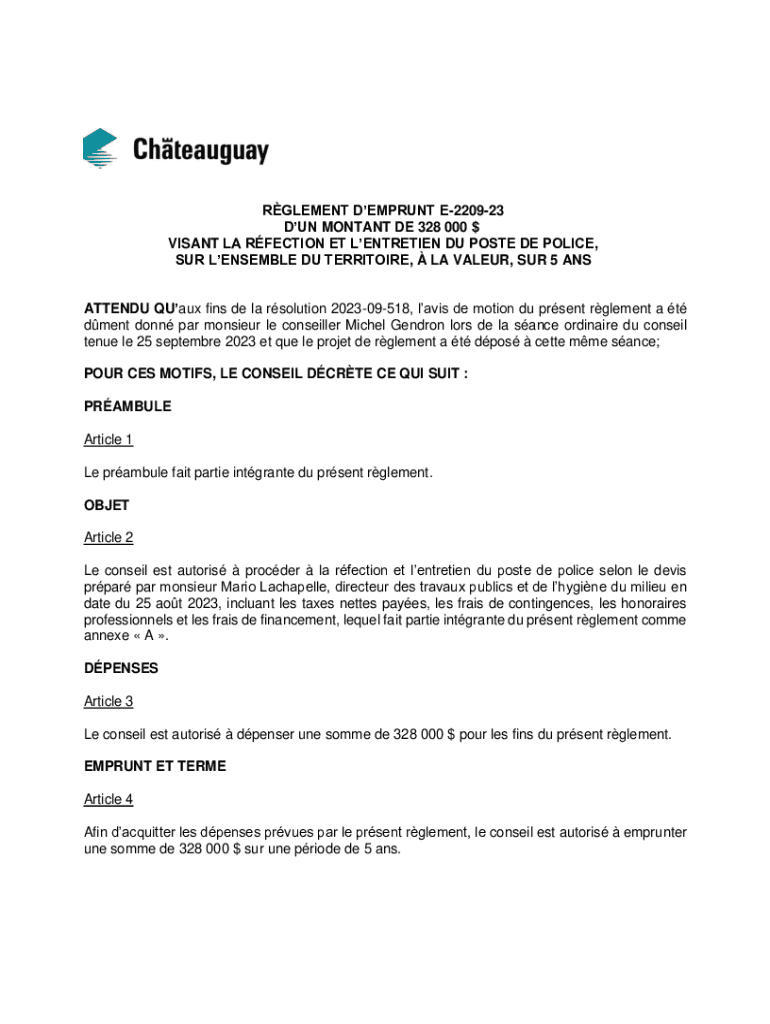 Remplissable En Ligne ville chateauguay qc Guide de la fiche de rglement d'emprunt Fax Email ...
