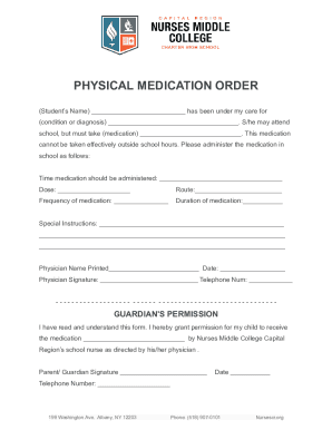 Fillable Online Physical Medication Order Fax Email Print - pdfFiller