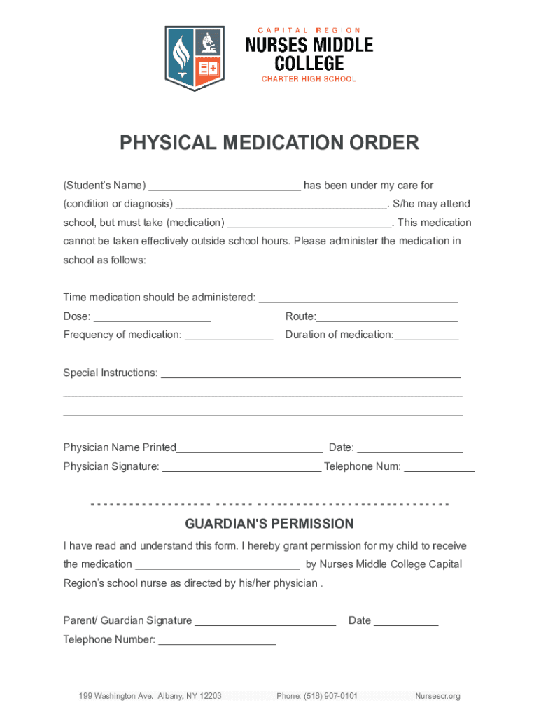 Fillable Online Physical Medication Order Fax Email Print - pdfFiller