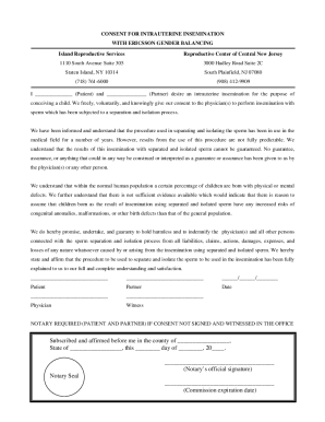 Fillable Online Consent to the Use of Artificial Insemination (IUI/ICI ...