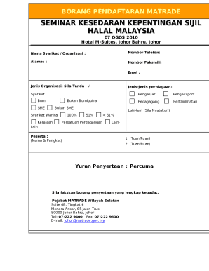MATRADE SEMINAR REGISTRATION Doc Template | pdfFiller