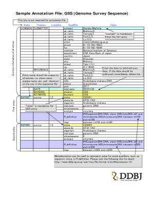 Fillable Online Sample Annotation File: GSS (Genome Survey Sequence) Fax Email Print - pdfFiller