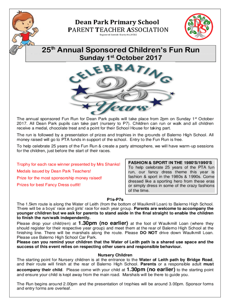 Fillable Online deanparkschool org 25th Annual Sponsored Children's Fun ...