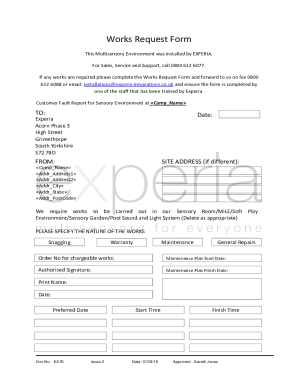 Fillable Online Experia - Works Request Form Fax Email Print - pdfFiller