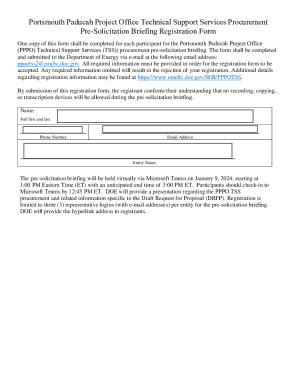 Fillable Online PPPO TSS Pre-Solicitation Briefing Registration Form ...